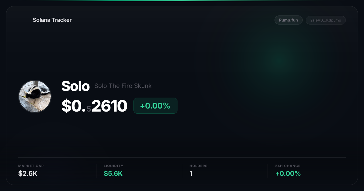 Solo The Fire Skunk (Solo) Price, Chart & Trading | Solana Tracker